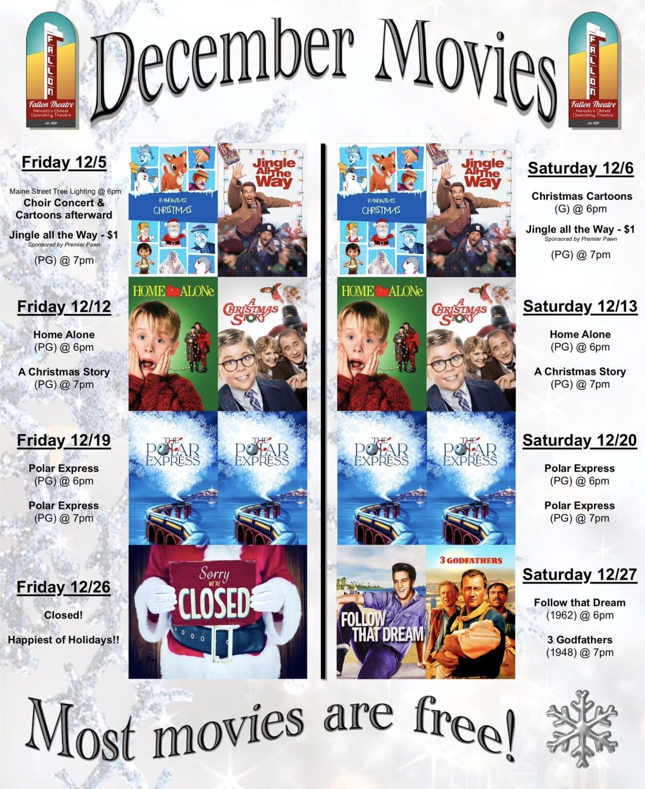 November and December Schedules! - The Fallon Theatre